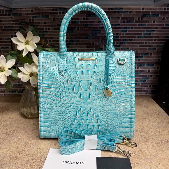 Brahmin | Bags | Brahmin Caroline Dusty Blue Purse | Poshmark